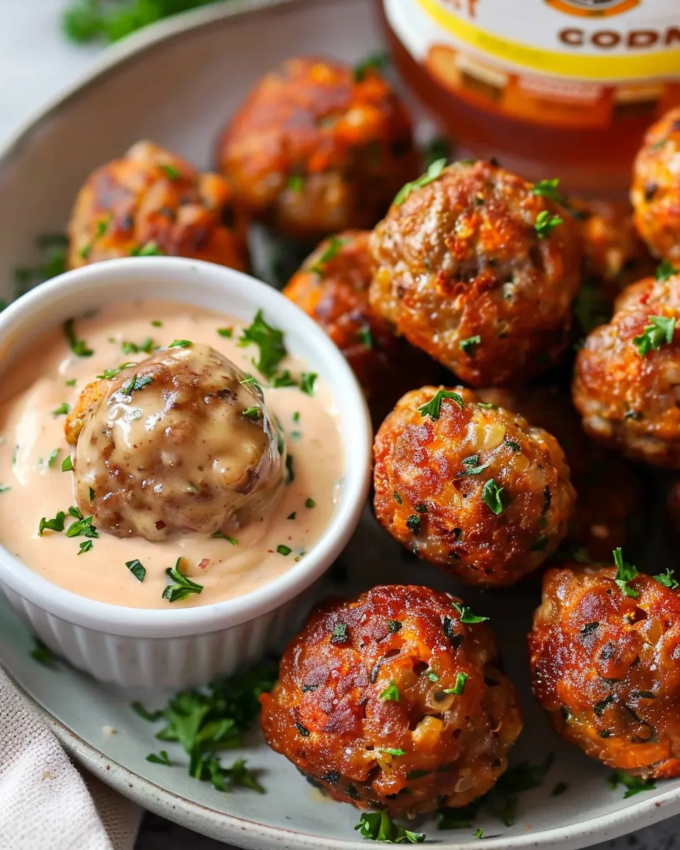 Creole Sausage Balls with Remoulade Dipping Sauce