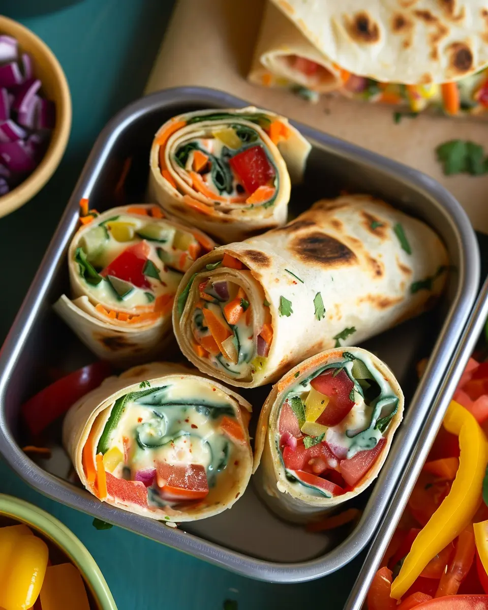 Vegetable Cream Cheese Tortilla Roll Ups