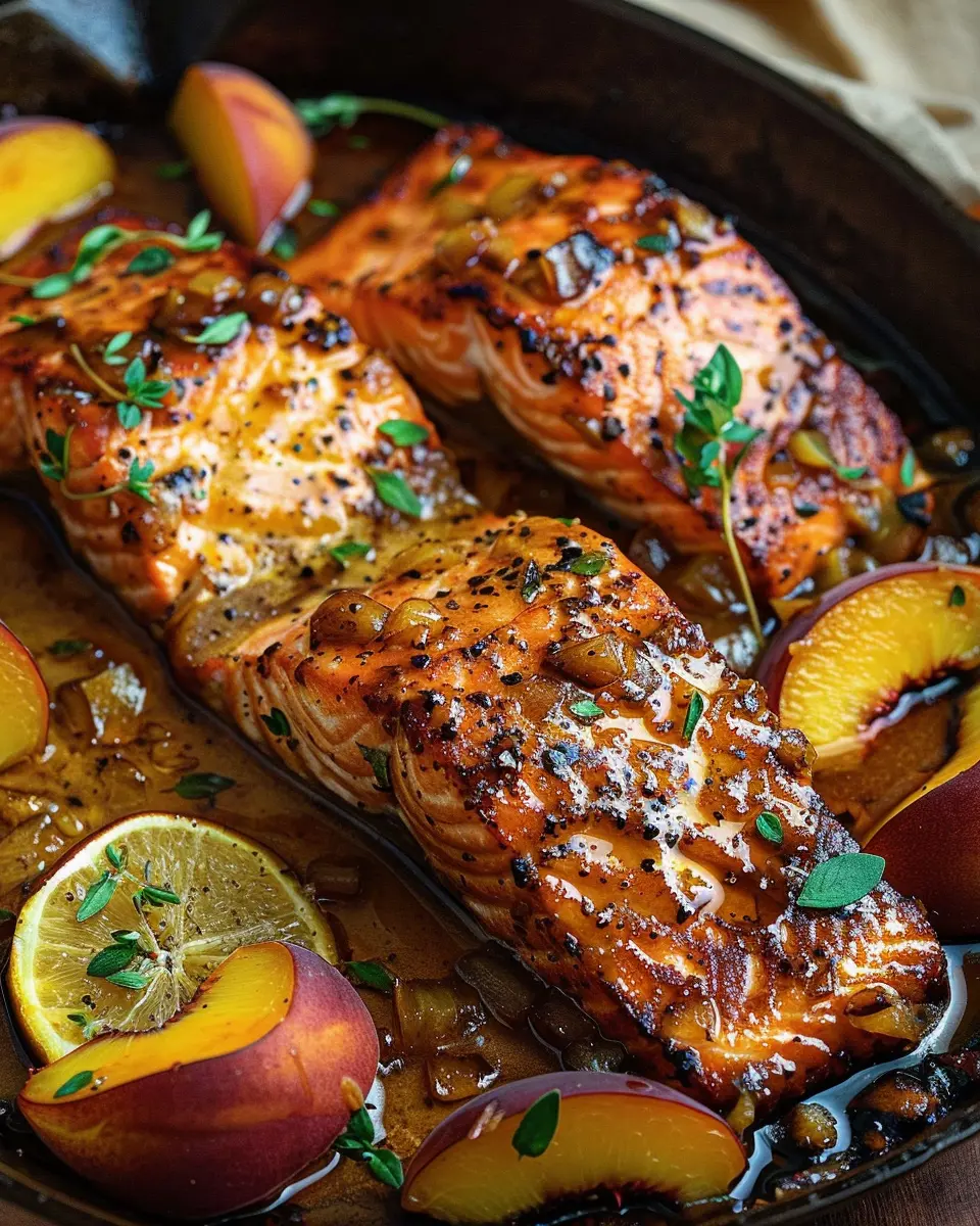 Bourbon Peach Roasted Salmon