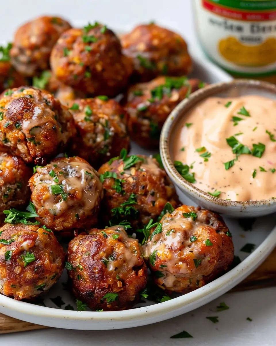 Creole Sausage Balls with Remoulade Dipping Sauce